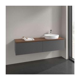Villeroy & Boch Villeroy und Boch Antao Waschtisch-Unterschrank K38152GK 2 Ausz&uuml;ge, 1600 x 360 x 500 mm, Front mit Struktur, Anthracite Matt Lacquer / Warm Walnut