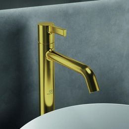 Ideal Standard Joy Waschtischarmatur BC782A2 mit verl&auml;ngertem Sockel, ohne Ablaufgarnitur, Ausladung 170mm, Brushed Gold