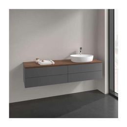 Villeroy & Boch Villeroy und Boch Antao Waschtisch-Unterschrank L27012GK mit Beleuchtung, 4 Ausz&uuml;ge, 1600 x 360 x 500 mm, Front ohne Struktur, Anthracite Matt Lacquer / Warm Walnut