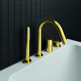 Ideal Standard Joy Waschtisch-4-Loch-Armatur BC789A2 f&uuml;r Wannenrandmontage, mit Auslauf, Brushed Gold
