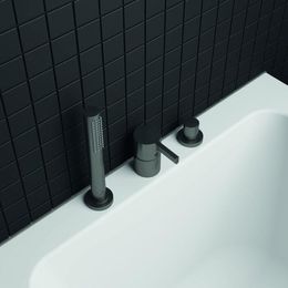 Ideal Standard Joy Waschtisch-3-Loch-Armatur BC788A5 Magnetic Grey, f&uuml;r Wannenrandmontage, ohne Auslauf