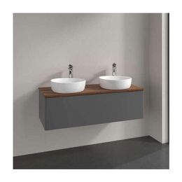 Villeroy & Boch Villeroy und Boch Antao Waschtisch-Unterschrank L35052GK mit Beleuchtung, 1 Auszug, 1200 x 360 x 500 mm, Front ohne Struktur, Anthracite Matt Lacquer / Warm Walnut