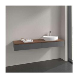 Villeroy & Boch Villeroy und Boch Antao Waschtisch-Unterschrank L16052GK mit Beleuchtung, 2 Ausz&uuml;ge, 1600 x 190 x 500 mm, Front ohne Struktur, Anthracite Matt Lacquer / Warm Walnut
