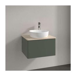 Villeroy & Boch Villeroy und Boch Antao Waschtisch-Unterschrank L29013HL mit Beleuchtung, 1 Auszug, 600 x 360 x 500 mm, Front ohne Struktur, Leaf Green Matt Lacquer / Botticino