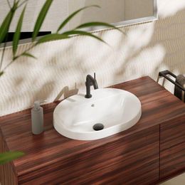 Hansgrohe Xuniva Einbauwaschtisch 60161450 550x450mm, mit Hahnloch, mit &Uuml;berlauf, wei&szlig;