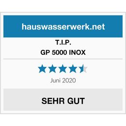 T.I.P. GP 5000 INOX Gartenpumpe - Edelstahl 31372, 5.000 l/h, 45 m Förderhöhe, 1.200 W, Jet-System, Überlastschutz
