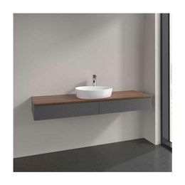 Villeroy & Boch Villeroy und Boch Antao Waschtisch-Unterschrank L14152GK mit Beleuchtung, 2 Ausz&uuml;ge, 1600 x 190 x 500 mm, Front mit Struktur, Anthracite Matt Lacquer / Warm Walnut