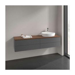 Villeroy & Boch Villeroy und Boch Antao Waschtisch-Unterschrank L27152GK mit Beleuchtung, 4 Ausz&uuml;ge, 1600 x 360 x 500 mm, Front mit Struktur, Anthracite Matt Lacquer / Warm Walnut