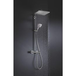 Grohe Rainshower Duschsystem 26649000 chrom, mit Aufputz-Thermostat, Duscharm 45cm schwenkbar