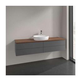 Villeroy & Boch Villeroy und Boch Antao Waschtisch-Unterschrank L25052GK mit Beleuchtung, 4 Ausz&uuml;ge, 1600 x 360 x 500 mm, Front ohne Struktur, Anthracite Matt Lacquer / Warm Walnut