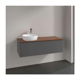 Villeroy & Boch Villeroy und Boch Antao Waschtisch-Unterschrank L33012GK mit Beleuchtung, 1 Auszug, 1200 x 360 x 500 mm, Front ohne Struktur, Anthracite Matt Lacquer / Warm Walnut