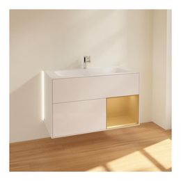 Villeroy & Boch Villeroy und Boch Finion Waschtischunterschrank G040HFGF mit Beleuchtung, 2 Ausz&uuml;ge, 996 x 591 x 498 mm, Glossy White Lacquer / Gold Matt Lacquer