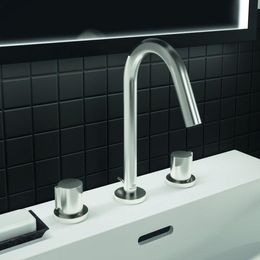 Ideal Standard Joy Waschtischarmatur BC783GN mit Metall-Ablaufgarnitur, Ausladung 127mm, Silver Storm