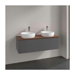 Villeroy & Boch Villeroy und Boch Antao Waschtisch-Unterschrank L35012GK mit Beleuchtung, 1 Auszug, 1200 x 360 x 500 mm, Front ohne Struktur, Anthracite Matt Lacquer / Warm Walnut