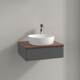 Villeroy & Boch Villeroy und Boch Antao Waschtisch-Unterschrank K07052GK 60x19x50cm, Hahnloch, Waschbeckenplattenfarbe warm walnut, anthracite matt lacquer