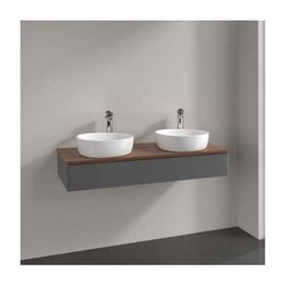 Villeroy & Boch Villeroy und Boch Antao Waschtisch-Unterschrank L13052GK mit Beleuchtung, 1 Auszug, 1200 x 190 x 500 mm, Front ohne Struktur, Anthracite Matt Lacquer / Warm Walnut