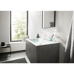 Hansgrohe Finoris 110 3-Loch-Waschtischarmatur 76033700 mit Push-Open Ablaufgarnitur, mattwei&szlig;