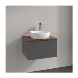 Villeroy & Boch Villeroy und Boch Antao Waschtisch-Unterschrank K29112GK 1 Auszug, 600 x 360 x 500 mm, Front mit Struktur, Anthracite Matt Lacquer / Warm Walnut