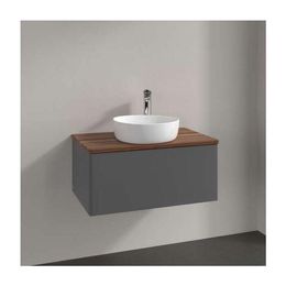 Villeroy & Boch Villeroy und Boch Antao Waschtisch-Unterschrank K30052GK 80x36x50cm, Hahnloch, Waschbeckenplattenfarbe warm walnut, anthracite matt lacquer