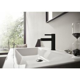 Hansgrohe Finoris 110 Waschtischarmatur 76020670 mit Zugstangen-Ablaufgarnitur, mattschwarz