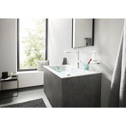 Hansgrohe Finoris 160 3-Loch-Waschtischarmatur 76034700 mit Push-Open Ablaufgarnitur, mattwei&szlig;