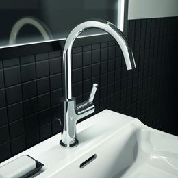 Ideal Standard Joy Waschtischarmatur BC777AA hoher Auslauf, schwenkbar, mit Ablaufgarnitur, Ausladung 169mm, verchromt