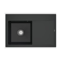 Villeroy & Boch Villeroy und Boch Subway Style 45 Flat Einbausp&uuml;le 334800R7 Sp&uuml;lbecken links, pure black, 78 x 51 cm