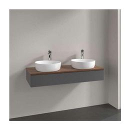 Villeroy & Boch Villeroy und Boch Antao Waschtisch-Unterschrank L13152GK mit Beleuchtung, 1 Auszug, 1200 x 190 x 500 mm, Front mit Struktur, Anthracite Matt Lacquer / Warm Walnut Farbbezeic