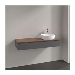 Villeroy & Boch Villeroy und Boch Antao Waschtisch-Unterschrank L12012GK mit Beleuchtung, 1 Auszug, 1200 x 190 x 500 mm, Front ohne Struktur, Anthracite Matt Lacquer / Warm Walnut