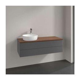 Villeroy & Boch Villeroy und Boch Antao Waschtisch-Unterschrank L22152GK mit Beleuchtung, 2 Ausz&uuml;ge, 1200 x 360 x 500 mm, Front mit Struktur, Anthracite Matt Lacquer / Warm Walnut