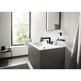 Hansgrohe Finoris 110 3-Loch-Waschtischarmatur 76033670 mit Push-Open Ablaufgarnitur, mattschwarz