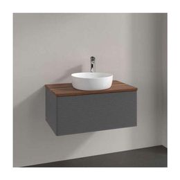 Villeroy & Boch Villeroy und Boch Antao Waschtisch-Unterschrank L30152GK mit Beleuchtung, 1 Auszug, 800 x 360 x 500 mm, Front mit Struktur, Anthracite Matt Lacquer / Warm Walnut
