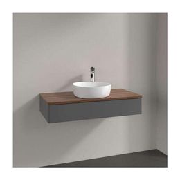Villeroy & Boch Villeroy und Boch Antao Waschtisch-Unterschrank L09052GK mit Beleuchtung, 1 Auszug, 1000 x 190 x 500 mm, Front ohne Struktur, Anthracite Matt Lacquer / Warm Walnut