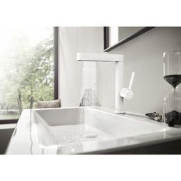 Hansgrohe Finoris 230 Waschtischarmatur 76063700 mit Ausziehbrause 2jet und Push-Open Ablaufgarnitur, mattwei&szlig;