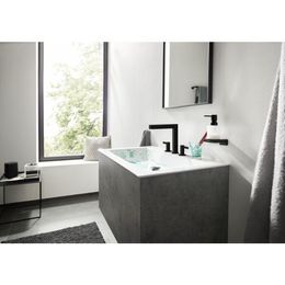 Hansgrohe Finoris 160 3-Loch-Waschtischarmatur 76034670 mit Push-Open Ablaufgarnitur, mattschwarz