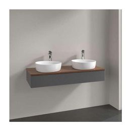 Villeroy & Boch Villeroy und Boch Antao Waschtisch-Unterschrank L13112GK mit Beleuchtung, 1 Auszug, 1200 x 190 x 500 mm, Front mit Struktur, Anthracite Matt Lacquer / Warm Walnut