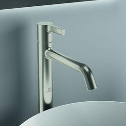 Ideal Standard Joy Waschtischarmatur BC782GN mit verl&auml;ngertem Sockel, ohne Ablaufgarnitur, Ausladung 170mm, Silver Storm