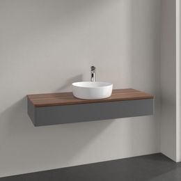 Villeroy & Boch Villeroy und Boch Antao Waschtisch-Unterschrank K10052GK 120x19x50cm, Hahnloch, Waschbeckenplattenfarbe warm walnut, anthracite matt lacquer