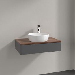 Villeroy & Boch Villeroy und Boch Antao Waschtisch-Unterschrank K08052GK 80x19x50cm, Hahnloch, Waschbeckenplattenfarbe warm walnut, anthracite matt lacquer