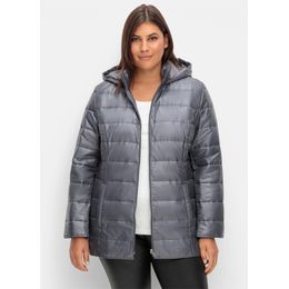 sheego Gro&szlig;e Gr&ouml;&szlig;en Steppjacke mit Kapuze, w&auml;rmend, grau, Gr&ouml;&szlig;e 56 - Damen