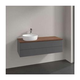 Villeroy & Boch Villeroy und Boch Antao Waschtisch-Unterschrank L22052GK mit Beleuchtung, 2 Ausz&uuml;ge, 1200 x 360 x 500 mm, Front ohne Struktur, Anthracite Matt Lacquer / Warm Walnut