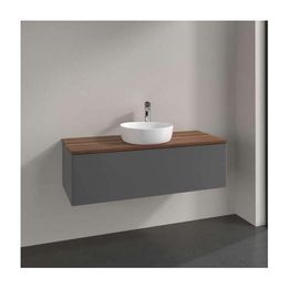Villeroy & Boch Villeroy und Boch Antao Waschtisch-Unterschrank L32052GK mit Beleuchtung, 1 Auszug, 1200 x 360 x 500 mm, Front ohne Struktur, Anthracite Matt Lacquer / Warm Walnut