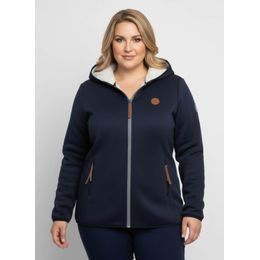 sheego Gro&szlig;e Gr&ouml;&szlig;en Strickfleece-Jacke mit Teddyfleece-Futter, marine, Gr&ouml;&szlig;e 48 - Damen