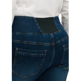 sheego Gro&szlig;e Gr&ouml;&szlig;en High-waist-Jeans in schmaler Form, dark blue denim, Gr&ouml;&szlig;e 54 - Damen