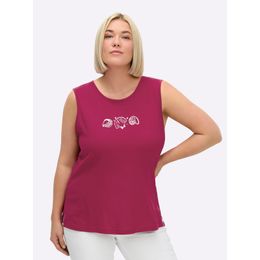 sheego Gro&szlig;e Gr&ouml;&szlig;en Shirttop mit Seitenschlitzen, himbeere, Gr&ouml;&szlig;e 46 - Damen