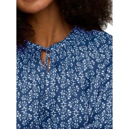 sheego Gro&szlig;e Gr&ouml;&szlig;en Tunika mit Bl&uuml;tenprint und Smok-Details, jeansblau-gemustert, Gr&ouml;&szlig;e 56 - Damen