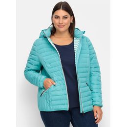 sheego Große Größen Steppjacke mit gestreiftem Innenfutter, aqua, Größe 54 - Damen