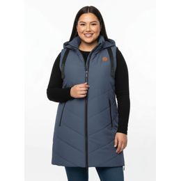 sheego Gro&szlig;e Gr&ouml;&szlig;en Longweste mit V-Steppung, rauchblau, Gr&ouml;&szlig;e 48 - Damen