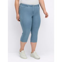 sheego Gro&szlig;e Gr&ouml;&szlig;en 3/4-Jeans mit B&auml;ndchen-Verzierung, blue-bleached, Gr&ouml;&szlig;e 50 - Damen