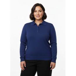 sheego Gro&szlig;e Gr&ouml;&szlig;en Polopullover mit kurzer Knopfleiste, royalblau, Gr&ouml;&szlig;e 44 - Damen